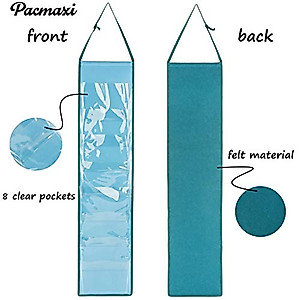 PACMAXI Hanging Headband Holder For Women, Headband Storage Organizer, Hairband Rack Holder With 8 Clear Pockets Container, Headband Storage Holder for Girls With Two Piece Set (blue)