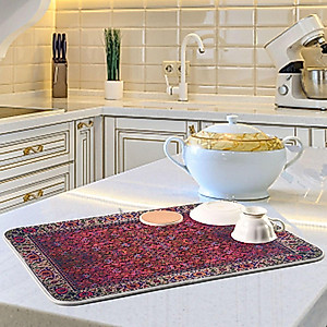 ElliTarr Dish Drying Mat for Kitchen Counter Microfiber Absorbent Dish Drainer Mat Small Kitchen Drying Rack Mat Heat Resistant Drying Pad for Counter 18x24