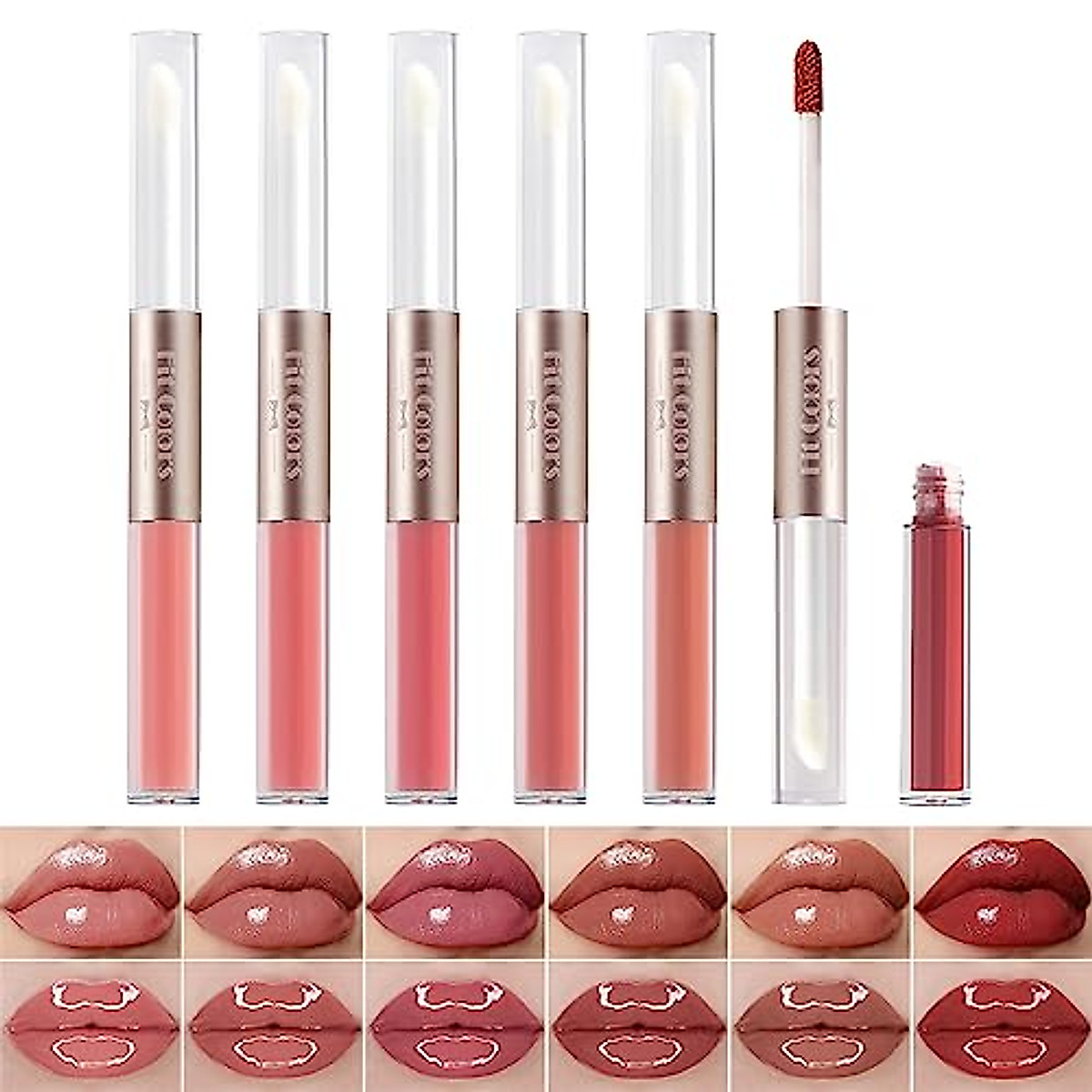 5 Colors Lip Stain Set, Long Lasting Waterproof Peel Off Lip Tint with Lip Oil and Empty Spray Bottle Kit, Transferproof Non-stick Cup Liquid Lipstick Matte Finish Lip Makeup for Women, 0.67 oz
