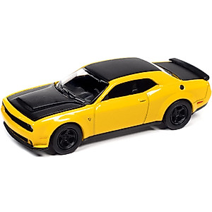 Auto World Diecast, 2018 Dodge Challenger SRT Demon Yellow Jacket & Black Limited Edition to 14408 Pieces Worldwide 164 Diecast Model Car by Autoworld 64312AWSP068 B