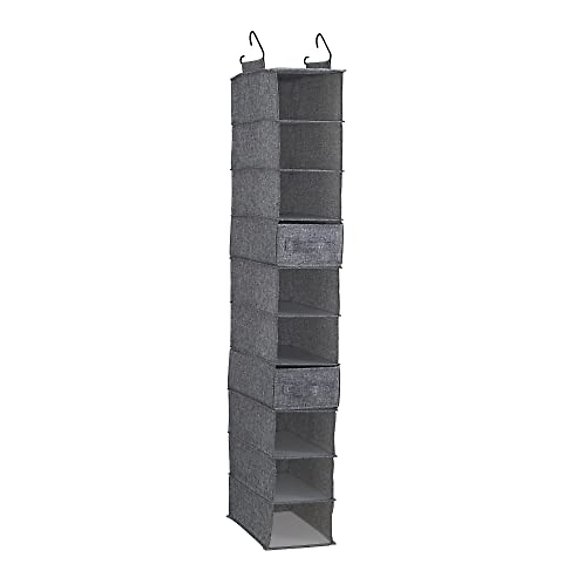 Household Essentials 10 Closet Organizer with Hooks Hanging Shelf, Graphite