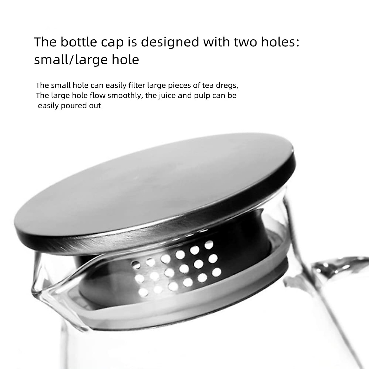 HONGYUNoH 2pcs Stainless Steel Glass Water Pitcher Lids Anti-Dust Splash Resistant Stoppers Covers with Drain for Beverage Carafe Pouring