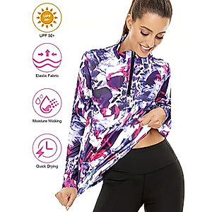 LURANEE UPF 50 Long Sleeve Women,Activewear Plus Size Dry Fit Athletic Tops Relaxed 1/4 Zip Pilates Running Pullover Gym Hiking Jacket Outfits Tops for Leggings Tie Dye XX-Large