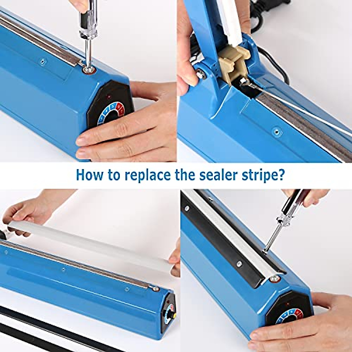 Yeler 8 Inch Impulse Heat Sealer Impulse Bag Sealer,Manual Poly Bag Heat Sealer Machine for Plastic Bags PE PP Bags with Extra Replace Element Grip
