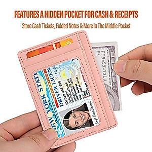 GH GOLD HORSE Slim RFID Blocking Card Holder Minimalist Leather Front Pocket Wallet for Women