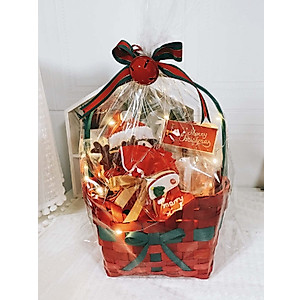 LWNIP 20 Pcs Clear Basket Bags, 22 x 28 Inches 2.3 Mils Thick Cellophane Wrap Bags for Baskets and Gifts, Ribbon Included