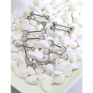 Vsnnsns 16G Nipple Rings for Women Stainless Steel Dragon Claw Nipple Rings Nipple Piercing Jewelry CZ Nipple Rings Surgical Steel Nipple Jewelry Barbell Body Piercing Jewelry Silver 6 Pairs