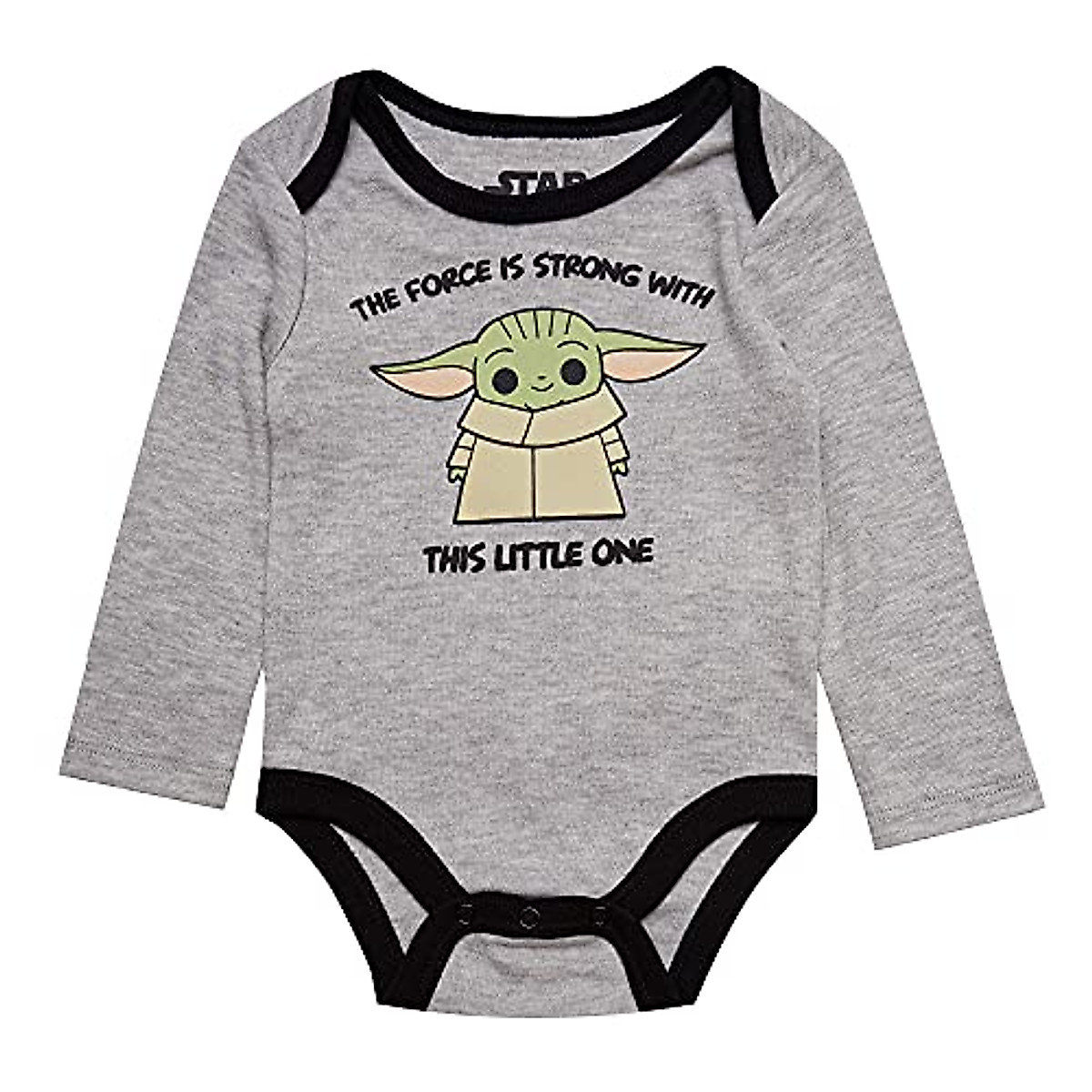 Star Wars The Mandalorian Baby Boys Clothing Set with Bodysuit, Pants and Hat - Baby Yoda Baby Clothes (Grey/Black/Green, 0-3M)