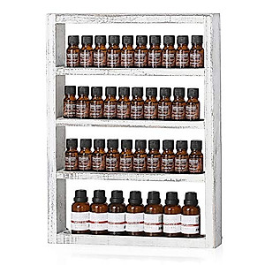 LIANTRAL Essential Oil Storage, Essential Oil Shelf Wall Mounted Wooden Display Shelf Rack for Essential Oils & Nail Polish, Rustic Grey White