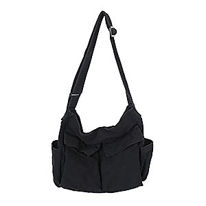 Canvas Tote Bag for Women Men Canvas Messenger Bags Aesthetic Hobo Handbag Large Capacity School Totes Casual Shoulder Bag