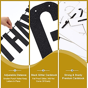 Thank You for Being Awesome Banner, Black Glitter Banner Party Decorations with 2pcs 6.6FT Hanging Circle Dot Garland Streamer for Graduation Retirement Farewell Going Away Office Work Goodbye Party