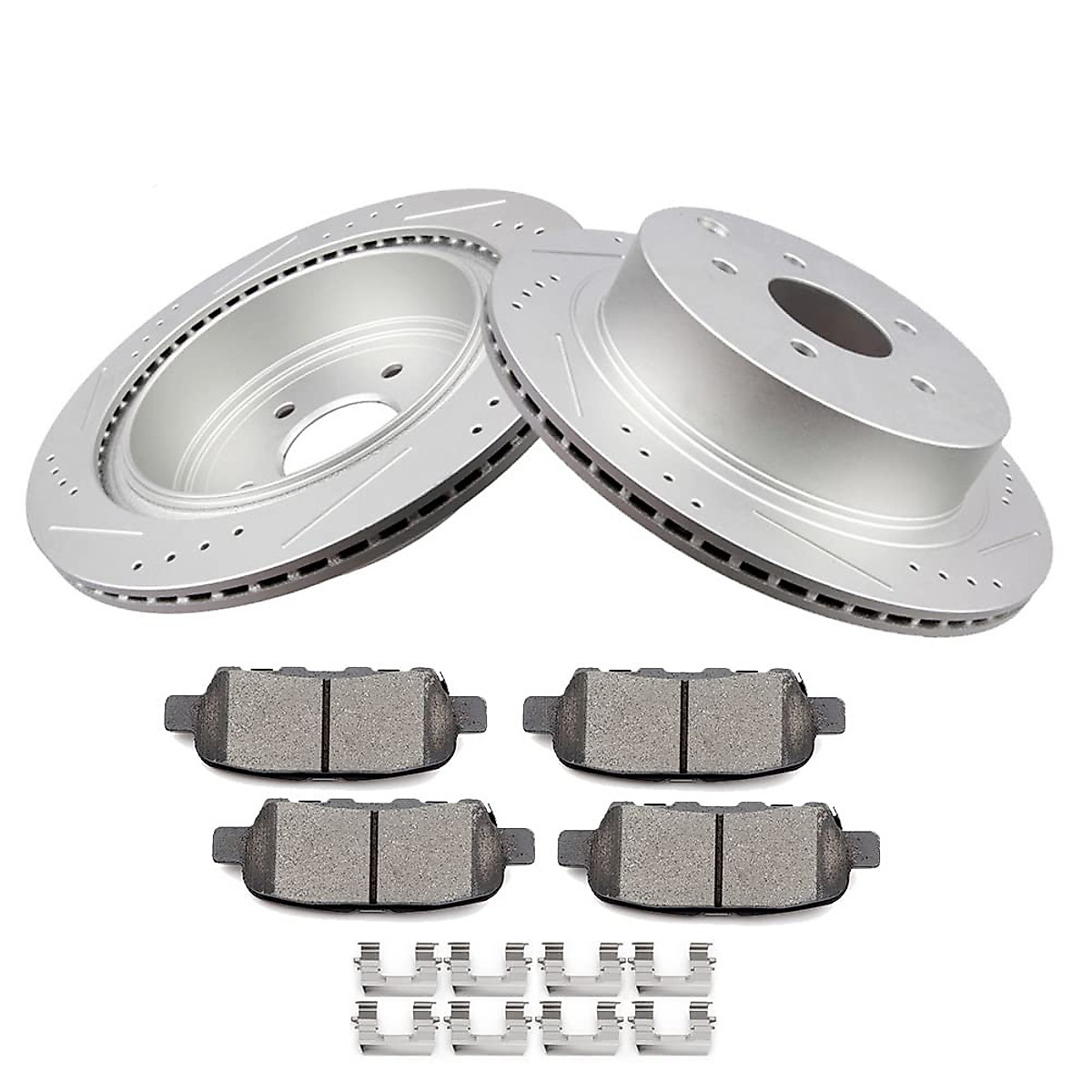 ALEGE Rear 2PCS Discs Brake Rotors 4PCS Ceramic Brake Pads Kits Replacement for 2003-2007 2009-2018 for Murano 4door Sport Utility 3.5L,Fit for 120.42078