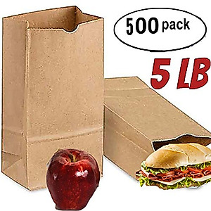 brown kraft paper bags 5 lb 500 brown paper lunch bags 5 Pound brown paper sacks lunch sandwich brown paper bags Lunch Bags, Party Bags Pack of 500 brown lunch bags bulk (brown)