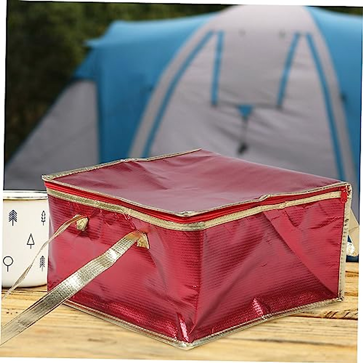 SOLUSTRE Nonwoven Fabric -insulation Bag Pizza Tote Bag with Zipper Insulated Shopping Bags Plastic Drinkware Shopping Tote Plastic Totes Insulated Food Carrying Bag Grocery Bags Fold