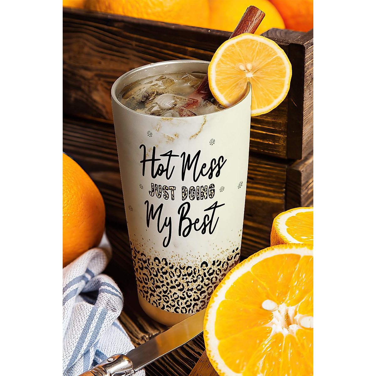 20oz Mom Life Tumbler, Hot Mess Just Doing My Best, Mother, Grandma Gifts, Coffee Thermos for Women, Stainless Steel Double Wall Vacuum Insulated Coffee Mug, Travel Cup with Lid