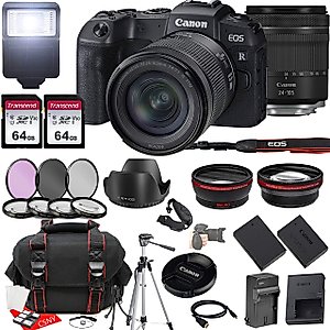 Canon EOS RP Mirrorless Camera w/RF 24-105mm f/4-7.1 is STM Lens + 2X 64GB Memory + Hood + Case + Filters + Tripod + More (35pc Bundle) (Renewed)