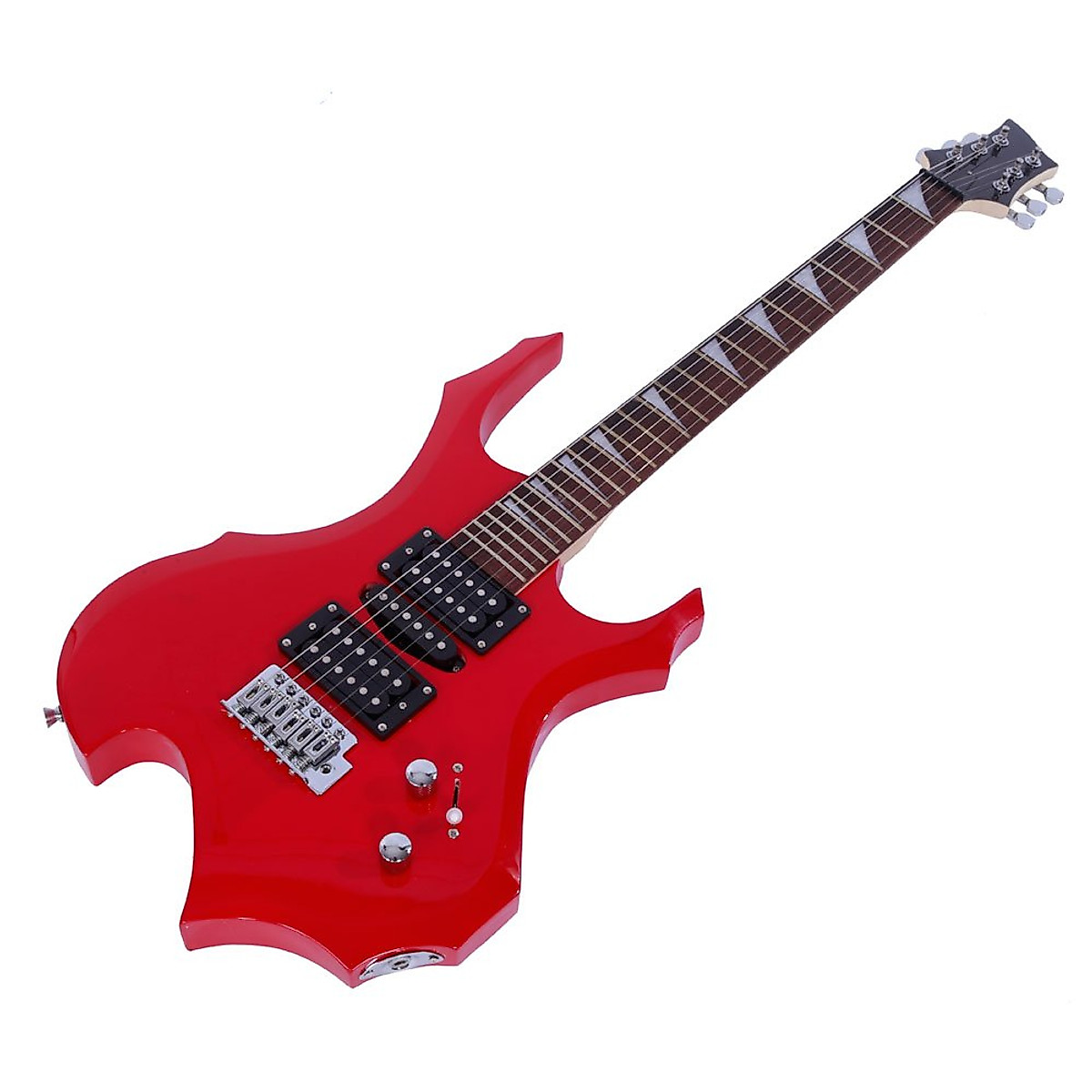 36“ Beginner Flame Shaped Electric Guitar Starter Kit, w/Guitar Bag,Shoulder Strap,Amp Wire,Tremolo Arm, Plectrum (Red)