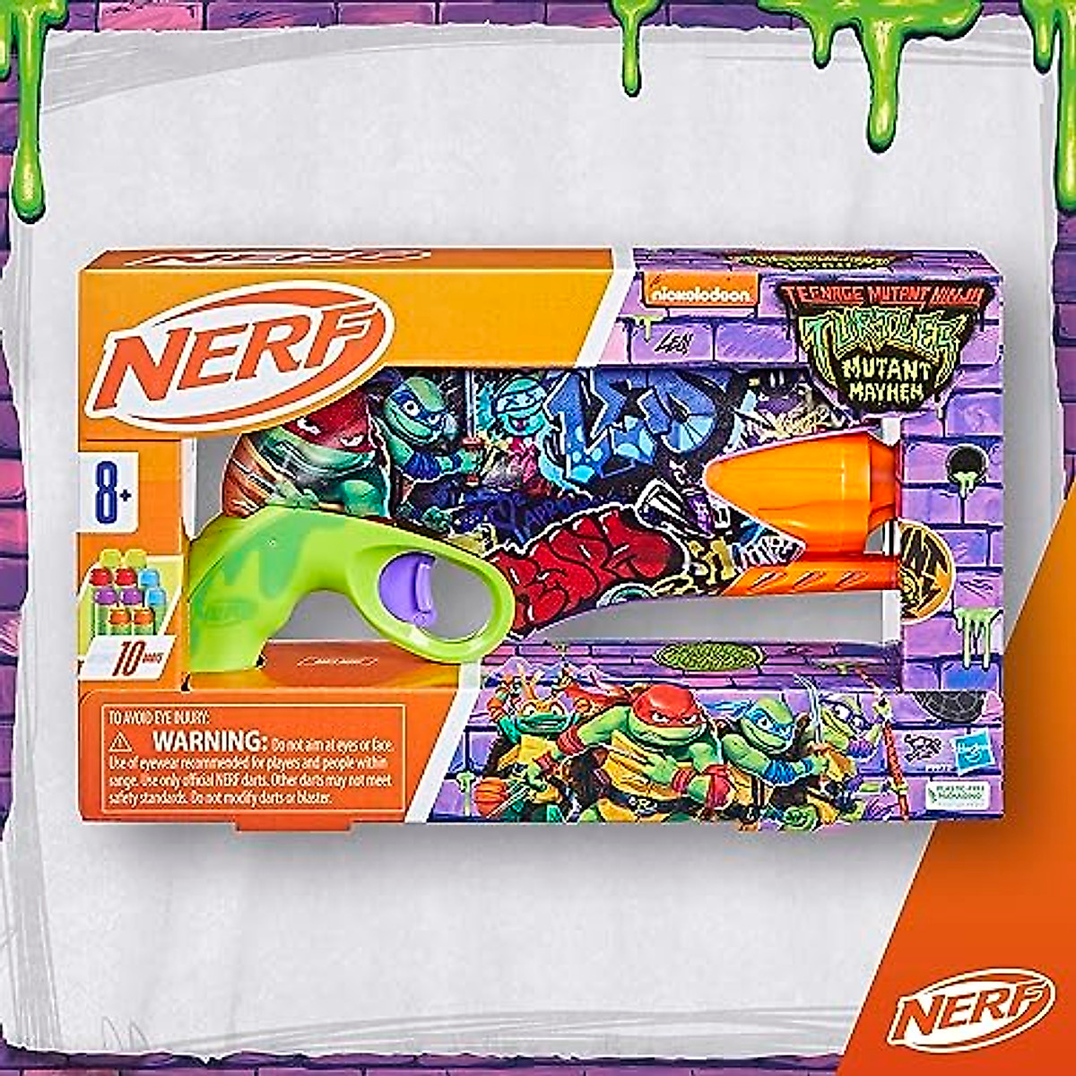 NERF Teenage Mutant Ninja Turtles Blaster, 10 Elite Darts, Toy Foam Blasters for 8 Year Old Boys & Girls & Up