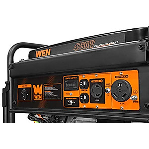 WEN 56475 4750-Watt Portable Generator with Electric Start and Wheel Kit, Yellow and Black
