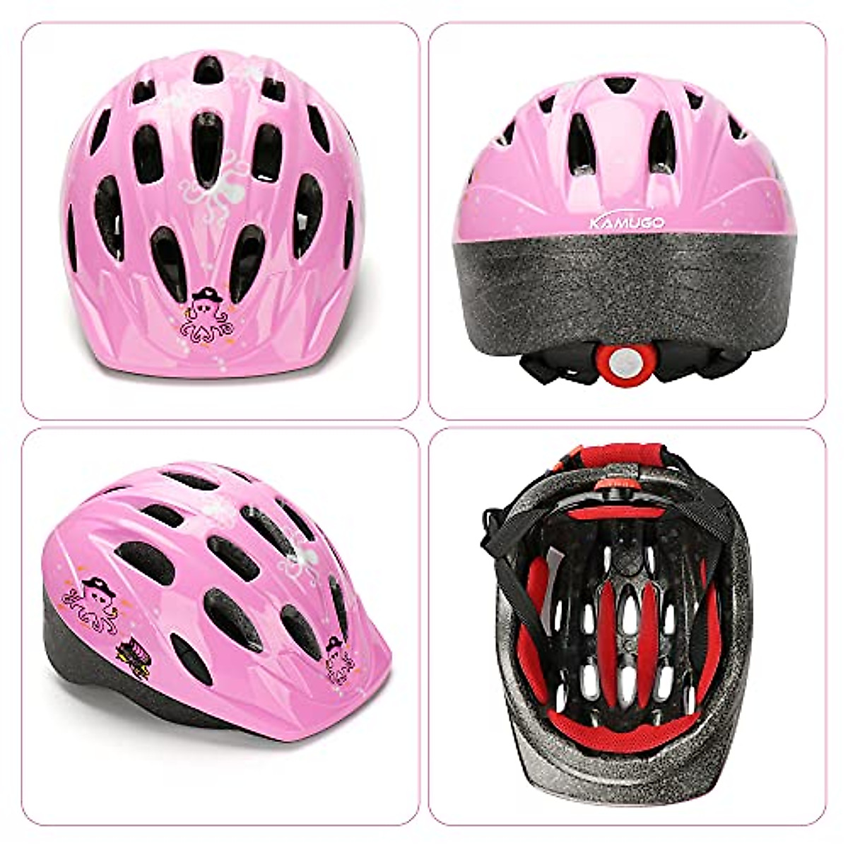 KAMUGO Kids Bike Helmets, Toddle Helmet for Ages 2-7 Boys Girls, Adjustable Multi-Sport Skating Scooter Bicycle Helmet with Cartoon Designs