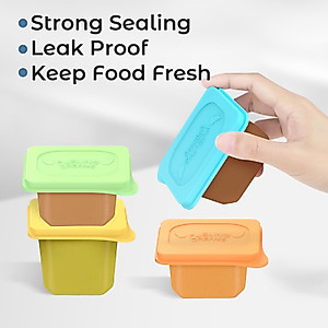 Giichen Baby Food Lids Compatible with Gerber Food Containers, BPA Free Silicone Baby Food Containers Lids for Baby Food Storage, Reusable and Dishwasher Safe - 4 Pack (Container not Included)