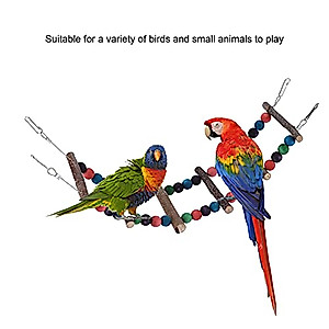 Bird Ladder Parrot Toys Bird Ladder Bridge, Parrot Nature Wood Perch Hamster Rats Climbing Ladders Swing Toys for Cockatiel Grey Parrot Parakeet(55)