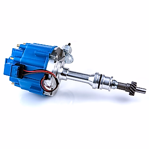 MAS Ignition Distributor w/Cap & Rotor compatible with Ford 351C 351M 400 429 460 HEI 65,000 Volt Coil KA-1046013 PE332U JM6506BL 351CBLHEI0 (BLUE)