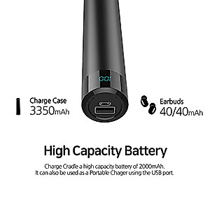 Summonerbuds Minibong Black Metal Bluetooth 5.0 True Wireless Earbuds IPX5 Waterproof, in-Ear Earphones with Microphone, Power Bank Combined Used Charger Case, Spare Charger