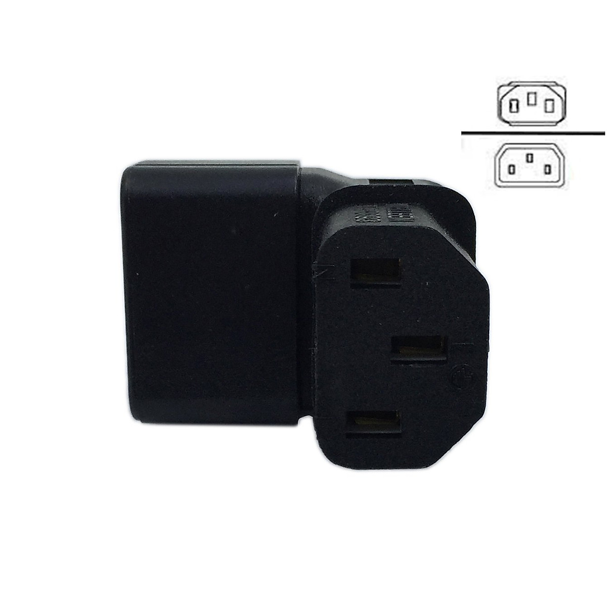 CERRXIAN Down Angle IEC 320 C14 3 Pin Male to C13 Female PDU PSU UPS Power Extension Adapter Receptacle for LCD LED TV Wall Mount