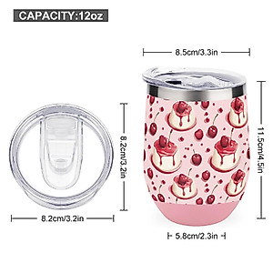 Cherry Panna Cotta Funny Wine Tumbler 12 Oz Stainless Steel Insulated Mug Double Wall Water Cup with Lid