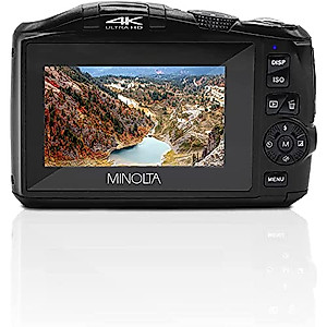 Minolta MND50-BK 48 MP 4K Ultra HD 16X Digital Zoom Digital Camera (Black) Bundle with Deco Photo Point and Shoot Field Bag Camera Case (Black/Red)