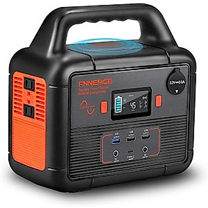 FNNEMGE 300W Portable Power Station (350W Peak), 266Wh Solar Outdoor Generator, 72000mAh 60W PD Power Bank with Dual 110V AC Outlets 12V/10A DC Out, Pure Sine Wave, Battery Power Supply for Camping