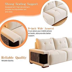 3 Seater Couch for Living Room, 89" Modern Sofa for Small Space,Comfy Couches with Wide Armrest, Cream Sofa,Sleeper Chenille Couch,Cloud Couch for Apartment Lounge,Beige