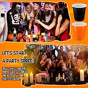 Lounsweer 500 Pcs 2 oz Halloween Cups Bulk Mini Plastic Shot Cups for Party Disposable Shot Glasses Bulk Party Favor Glasses for Wedding Thanksgiving Christmas Parties, Black and Orange