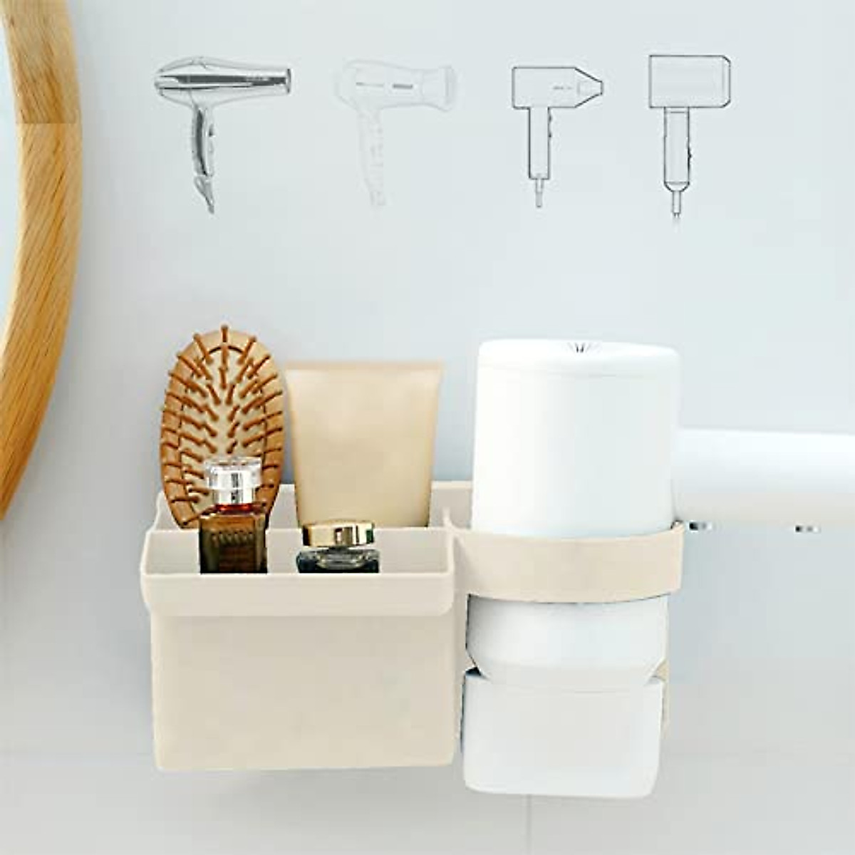 yuxun Blow Dryer Holder Wall Mount - 3 in 1 Wall Mounted Hair Tool Organizer | Hair Dryer Holder, Bathroom Organizer for Hair Dryer, Flat Irons, Curling Wands, Hair Straighteners