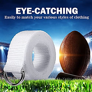 Seematn Web Football Belt 52 Inches Long Belt D Ring Belts for Men Women Youth Boys Kids Girls Football Flag (White,8 Pcs)
