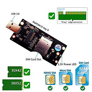 NGFF(M.2) to USB 3.0 Adapter with SIM 8pin Card Slot for 3G/4G/5G Module