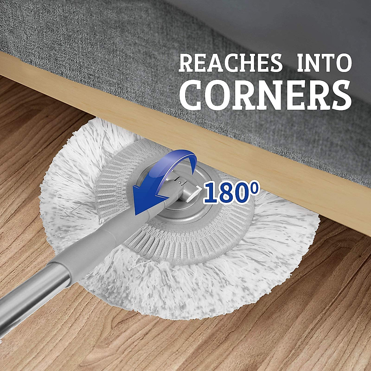 Dust Mop, Wall Cleaner Mop, with Hight Adjustable Handle and 1 Washable Mops Pad, Wet & Dry Floor Cleaning Mop for Hardwood, Tiles, Laminate, Vinyl - Dust Broom (Grey)