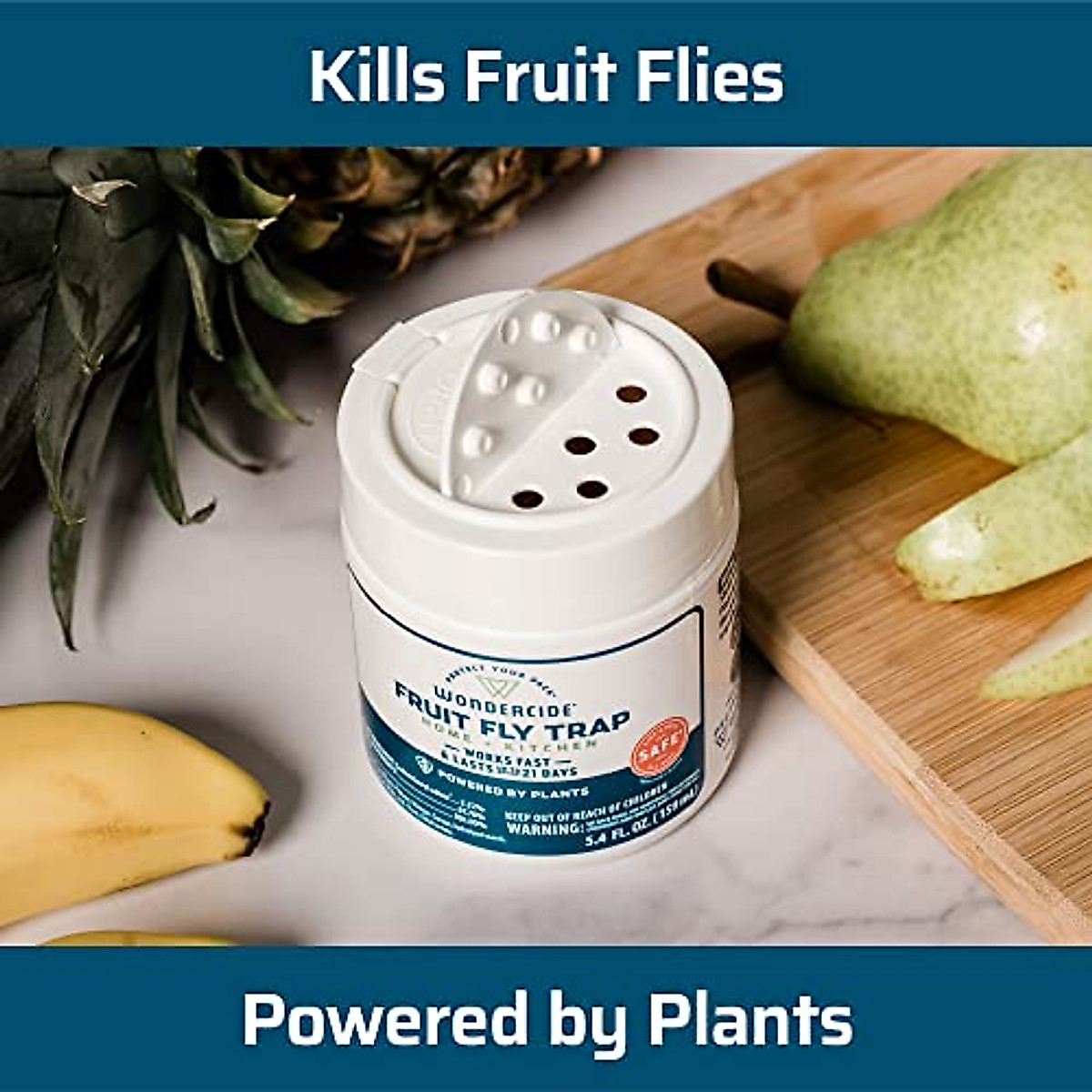 Wondercide - Fruit Fly Trap for Kitchen, Home, and Indoor Areas - Fruit Fly Killer - Pet and People Safe - Made in USA & Plant Based - 5.4 oz - 2 Pack