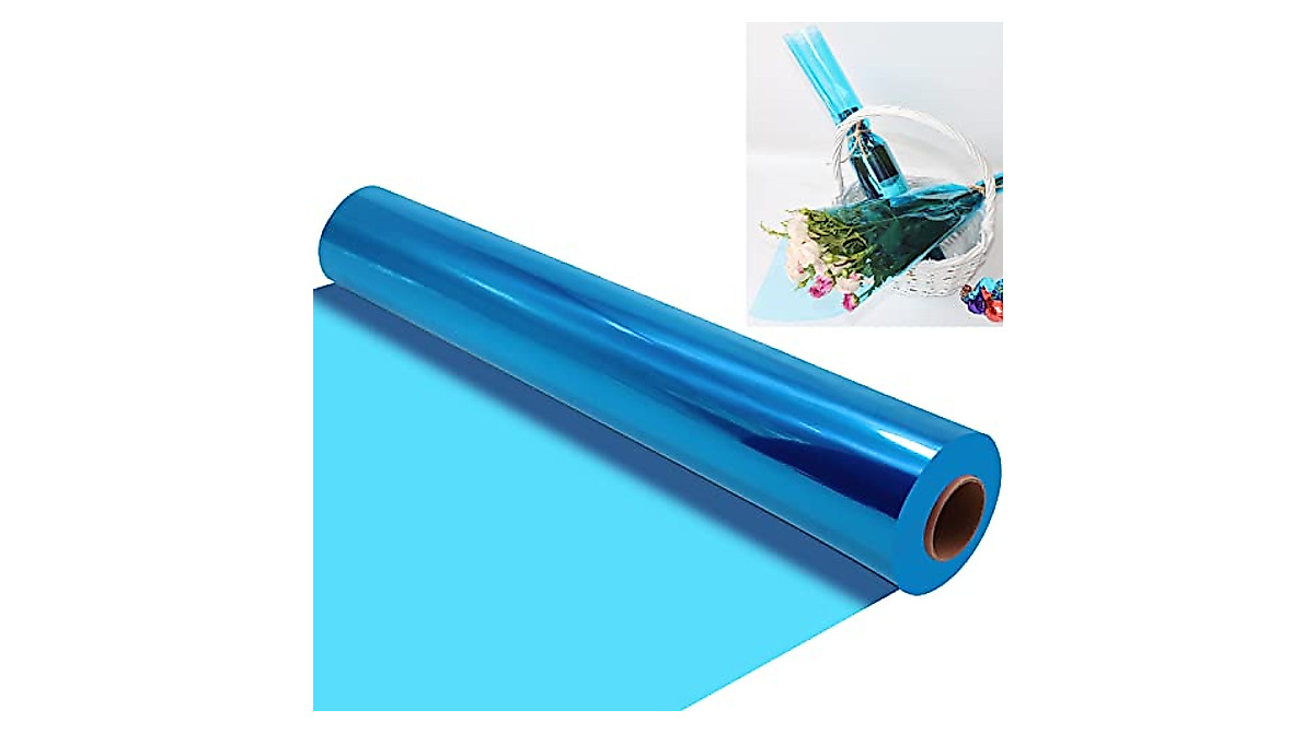 Blue Cellophane Wrap Roll 100ft - Perfect for Gifts & Decorations