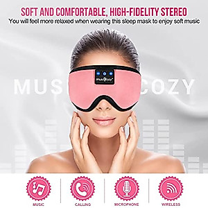 MUSICOZY Sleep Headphones Bluetooth Wireless Headband Sleep Mask, Sleeping Headphones Music Eye Mask Earbuds for Side Sleepers Air Travel Office Nap Unique Holiday Christmas Gifts, Pack of 2