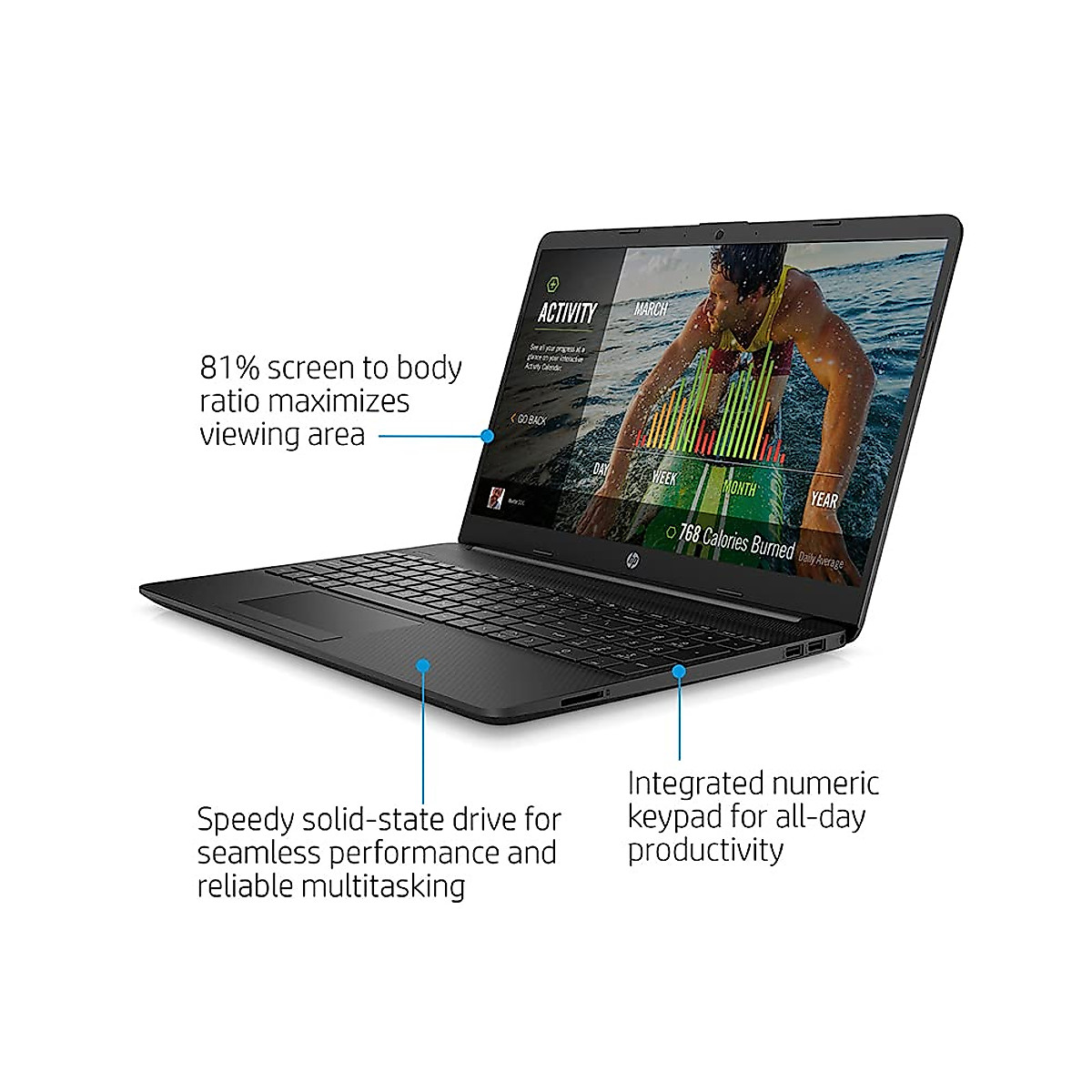 HP 2021 15.6" FHD IPS Laptop Computer, Intel Celeron N4020 Processor, 16GB DDR4 RAM, 512GB SSD, Intel UHD Graphics, 1 Year Office 365, Webcam, HDMI, Bluetooth, Win 10S, Black, 32GB SnowBell USB Card