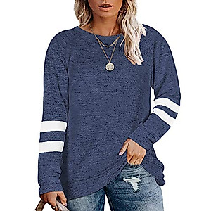 DOLNINE Womens Plus Size Tunic Sweatshirts Long Sleeve Shirts Tops Navy Blue-20W