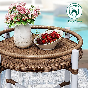 YITAHOME 3-Piece Outdoor Patio Furniture Wicker Bistro Set, All-Weather Rattan Conversation Chairs for Backyard, Balcony and Deck with Soft Cushions, Beige