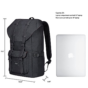 Travel Laptop Backpack, Outdoor Rucksack, School backpack Fits 15.6(Linen Black)