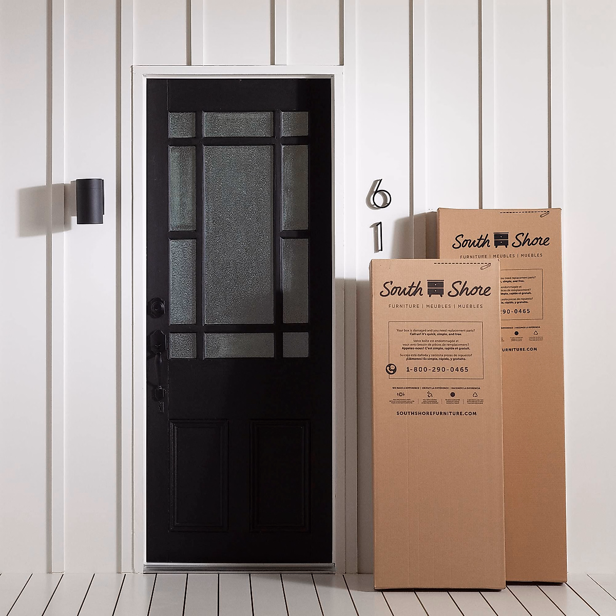 South Shore Holland Platform Bed and Headboard Set, Full/Queen, Gray Oak