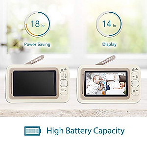 Moonybaby Split Screen Baby Monitor with 2 Cameras and Audio, Model: Split 30, No WiFi, Extended 12hrs Battery Life, Wide View, Long Range, Auto Night Vision, 4.3" Large Screen, Lullaby, 2-Way Audio