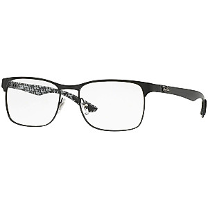 Ray-Ban RX8416 Square Prescription Eyeglass Frames, Matte Black/Demo Lens, 55 mm