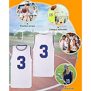 Funtery 12 PCS Men Basketball Jerseys Mesh Basketball Uniform 2XL Reversible Basketball Team Jersey for Men(White)