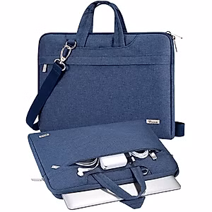V Voova Laptop Bag 13-14 inch with Shoulder Strap & Handle, Waterproof Laptop Case Sleeve Compatible with 13-14” MacBook Air/MacBook Pro, Slim Briefcase Computer Cover for Men Women, Blue